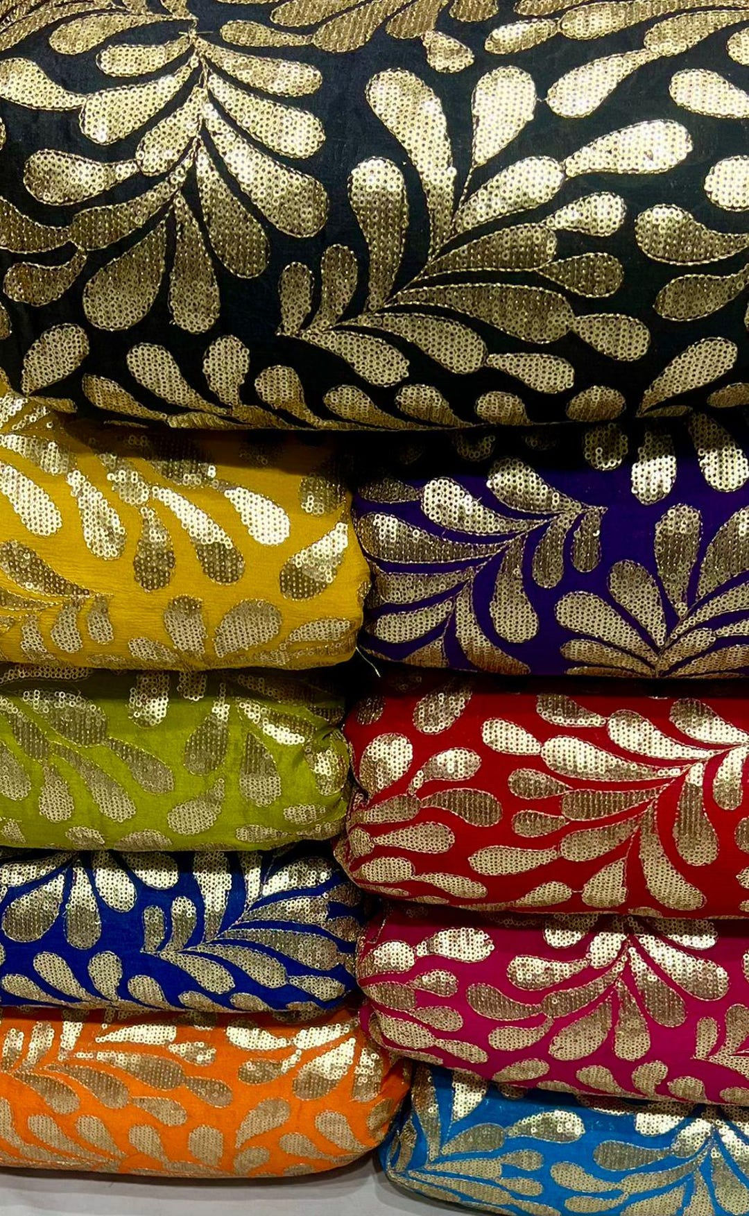 Pure Chinnon Tatami Stitched Sequence Embroidery Work Fabric for Dress ...