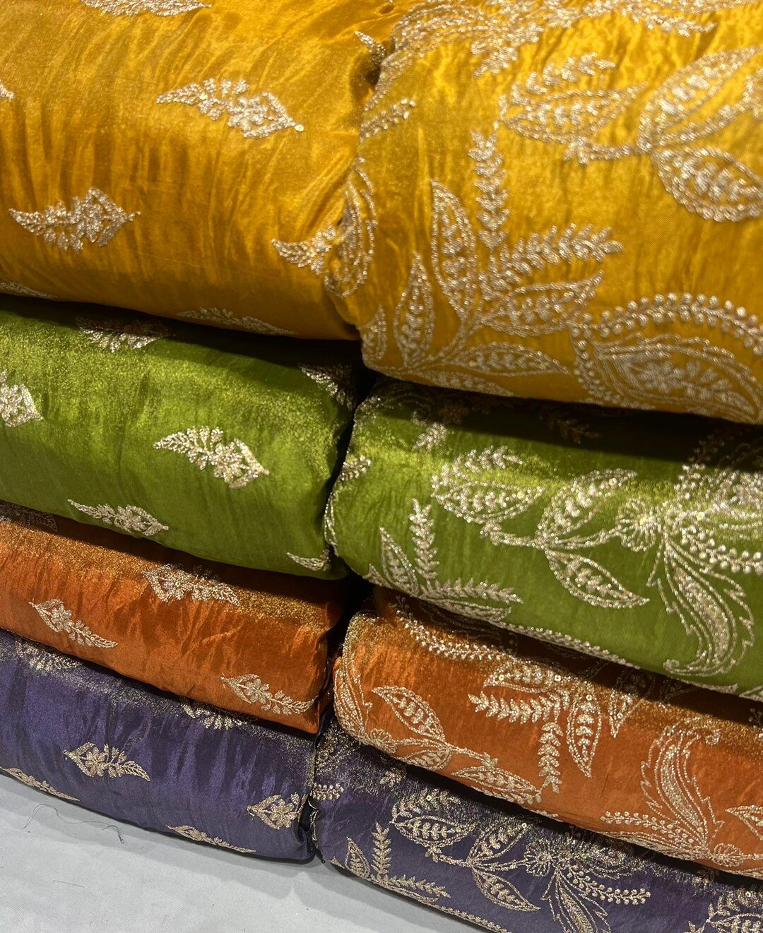 Pure Tissue Heavy Tatami Embroidery Work Unstitched Suits Dress ...