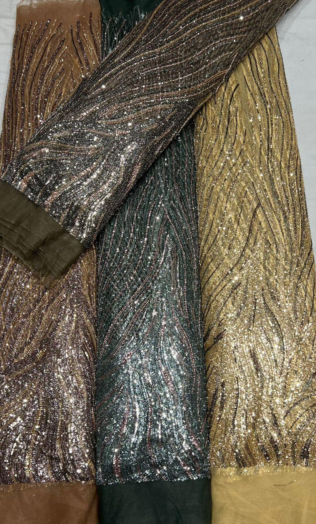 Net Heavy Cutdana and Sequence Embroidery Work Fabric for Dress Suits ...