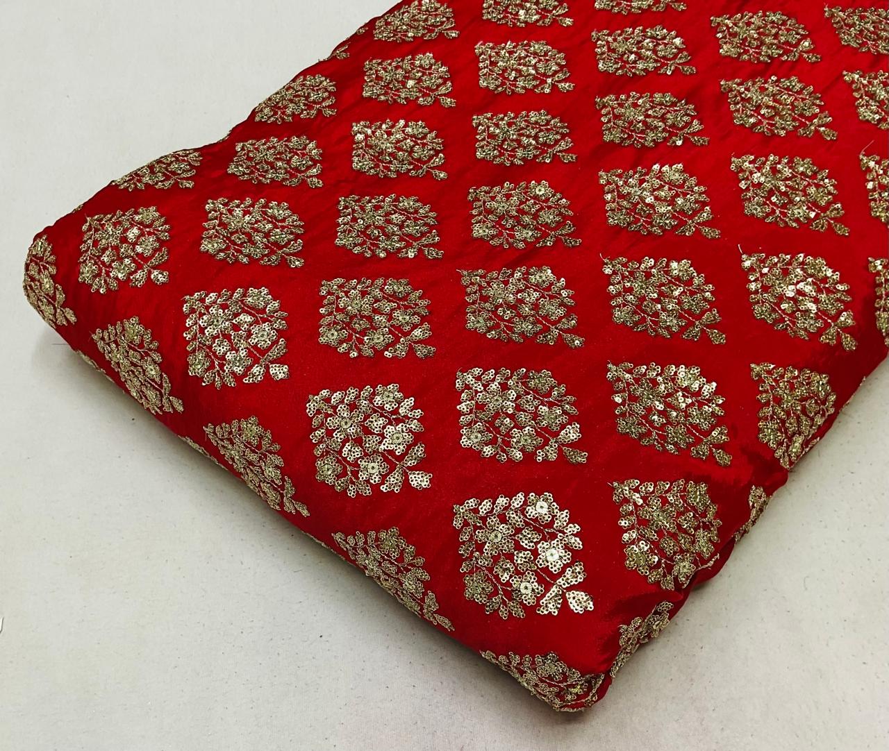 Pure Chinon Heavy Sequence Embroidery Work Fabric for Dress Suits Saree ...