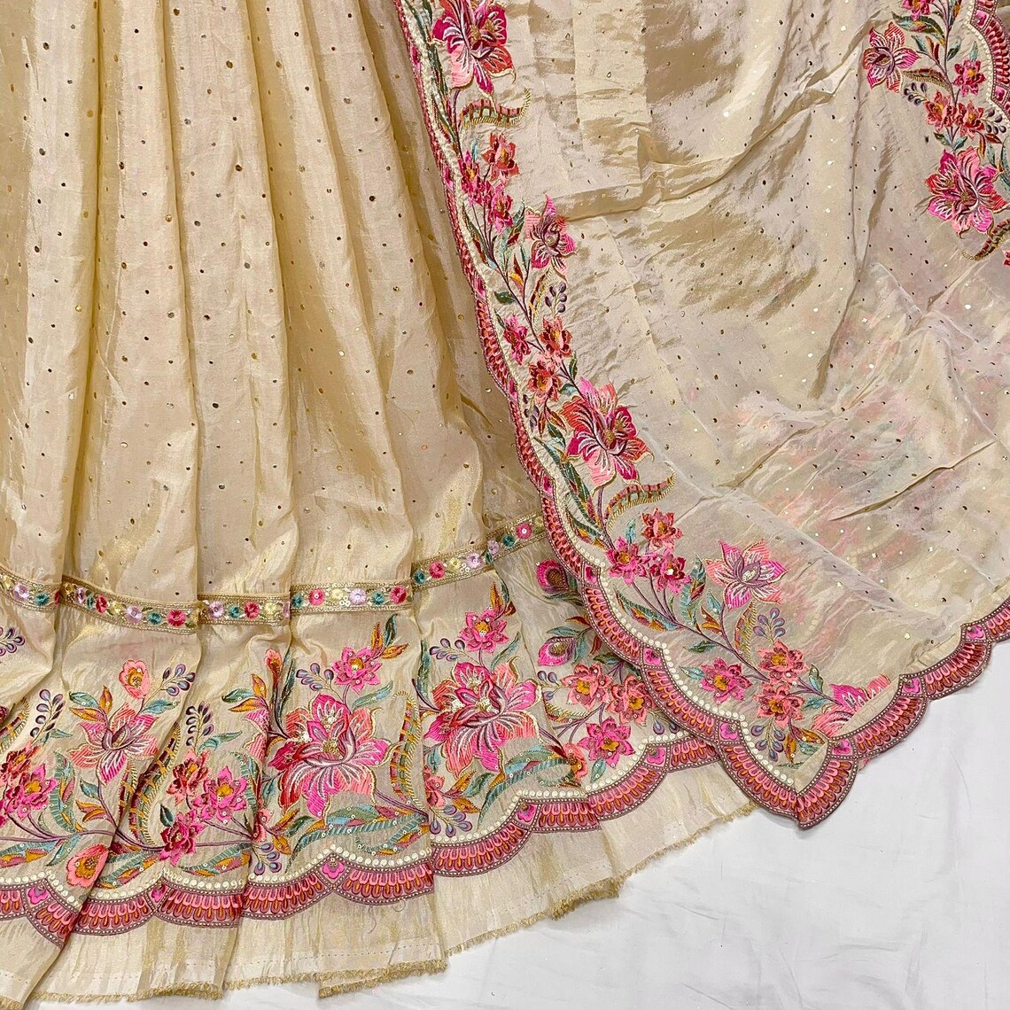 Georgette Tissue Zari Mukesh and Embroidery Work Unstitched Suits Dress ...