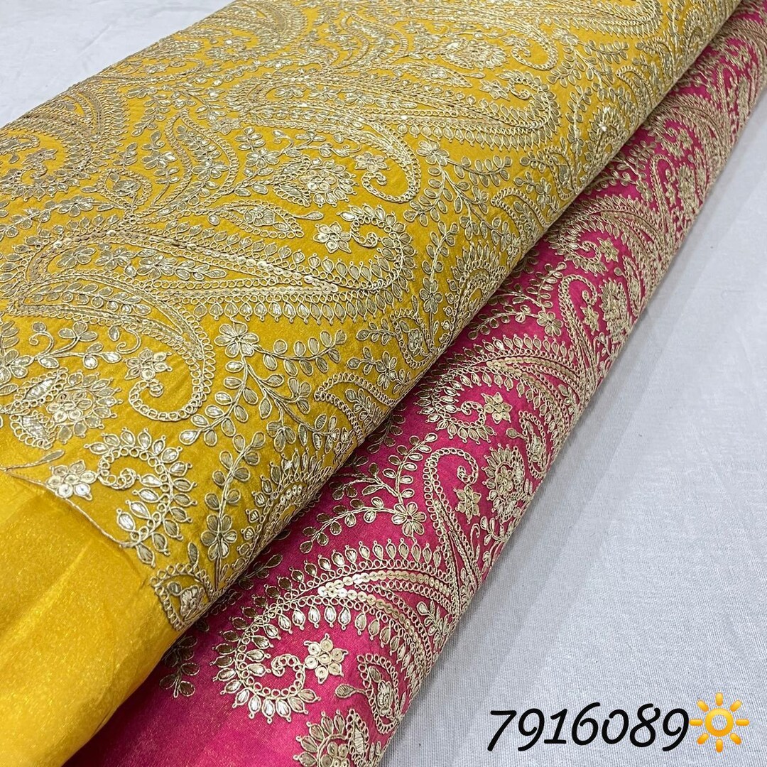 Cosmos Tissue Heavy Gotta With Sequence Embroidery Work Fabric for ...