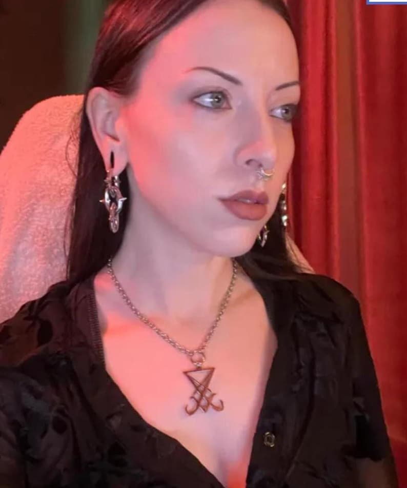 Large Lucifer Sigil Pendant Necklace - Satanic Seal O Ring Chain Choker ...