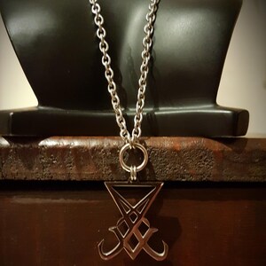 Large Lucifer Sigil Pendant Necklace • Satanic Seal O Ring Chain Choker ...