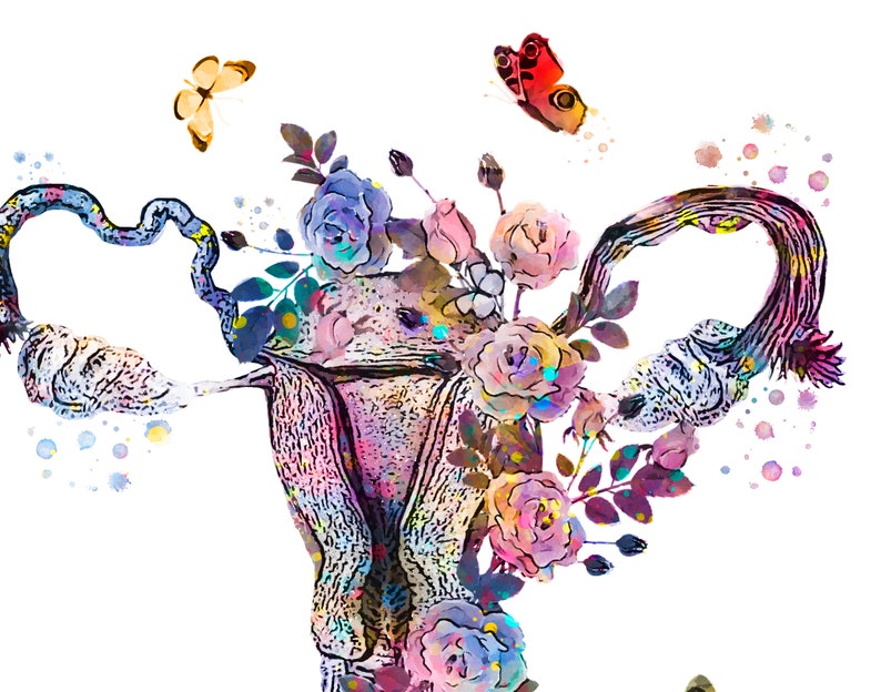 Floral Uterus Anatomy Watercolor Print Gynecology Art Woman Etsy