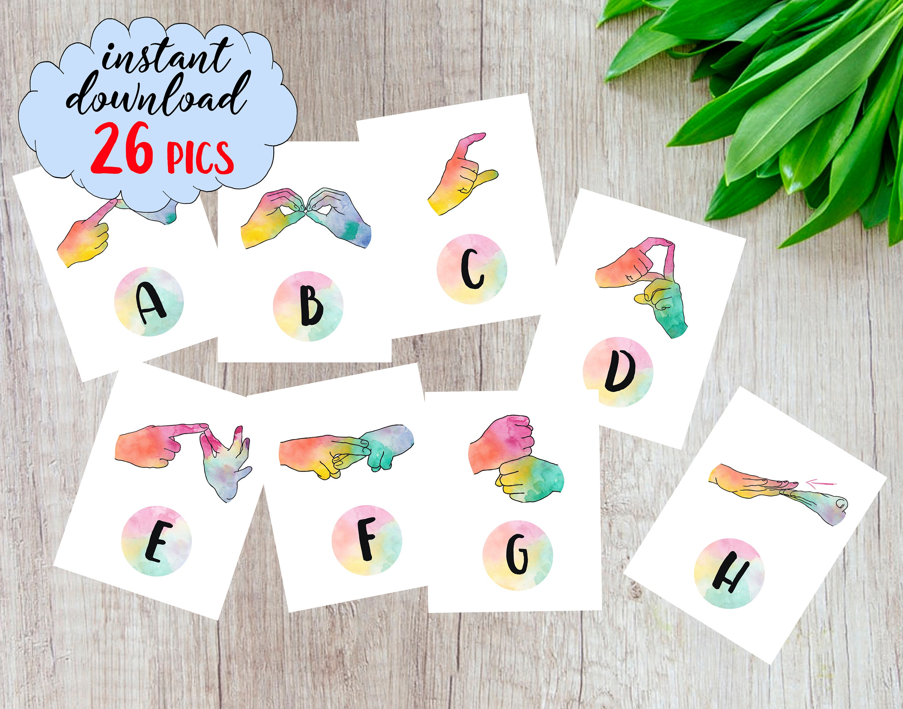 AUSLAN Alphabet Posters Sign Language Watercolor Print Auslan | Etsy