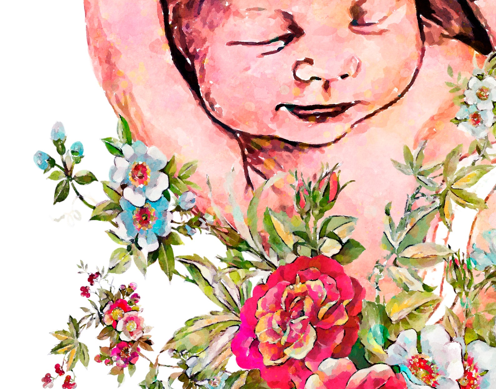 Watercolor Floral Uterus Art Print Fetus in Womb Print Woman | Etsy