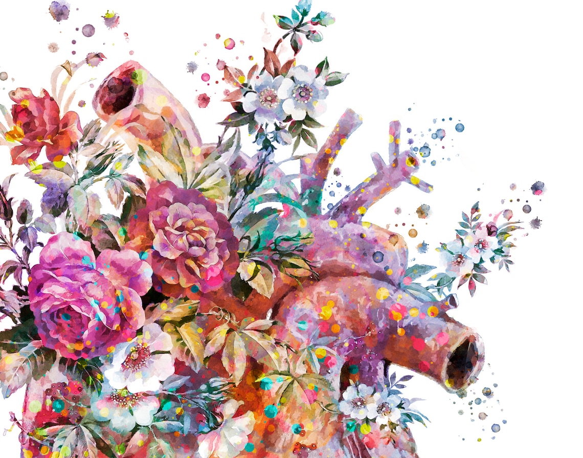 Floral Anatomical Internal Organs Art Print Human Anatomy Wall | Etsy