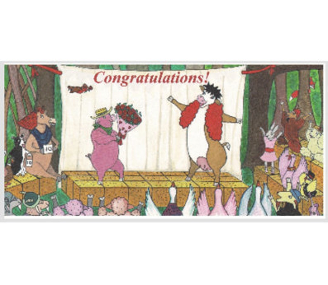 Congratulations Greetings Card-fun Farm Animal Contest Winner-landscape ...