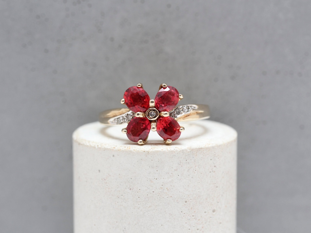 9ct Yellow Gold, Red Quartz Ring, UK Size N - Etsy