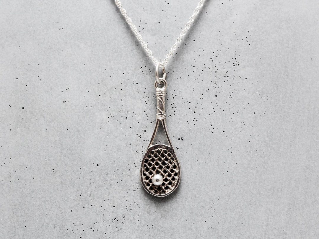 Silver Tennis Racket and Ball Pendant Necklace - Etsy