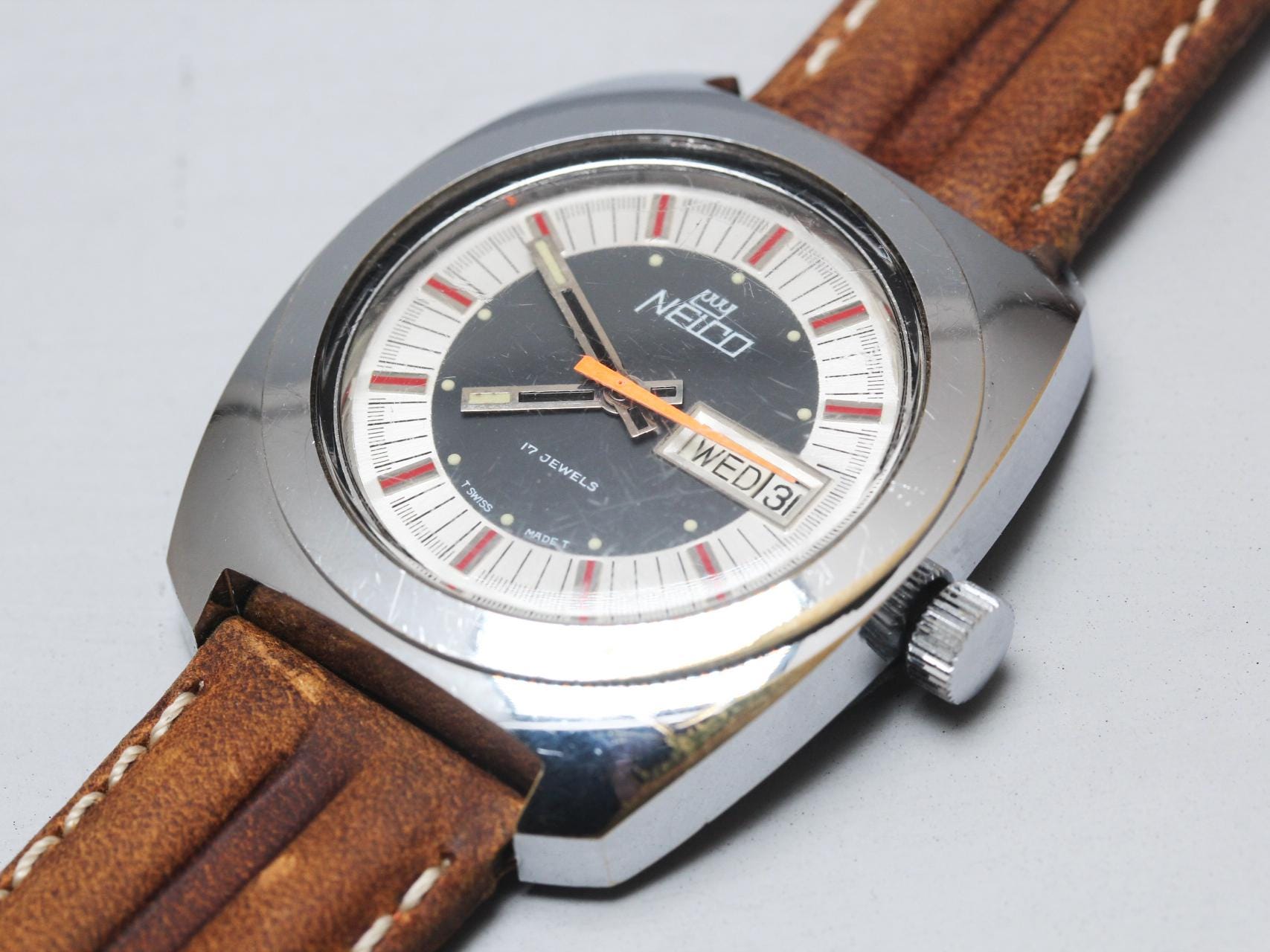 1960's Neico Watch With a Brown Strap - Etsy