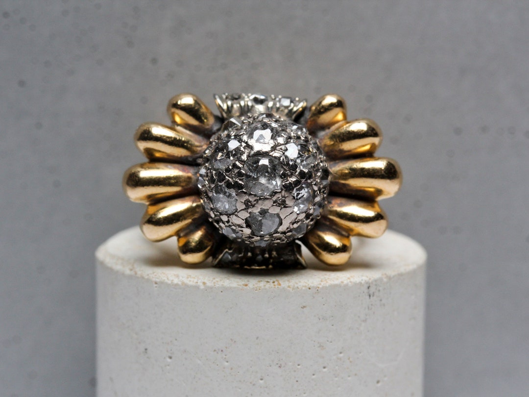 Vintage 18ct Diamond Ring, Flower Cluster Design. Finger Size UK O - Etsy