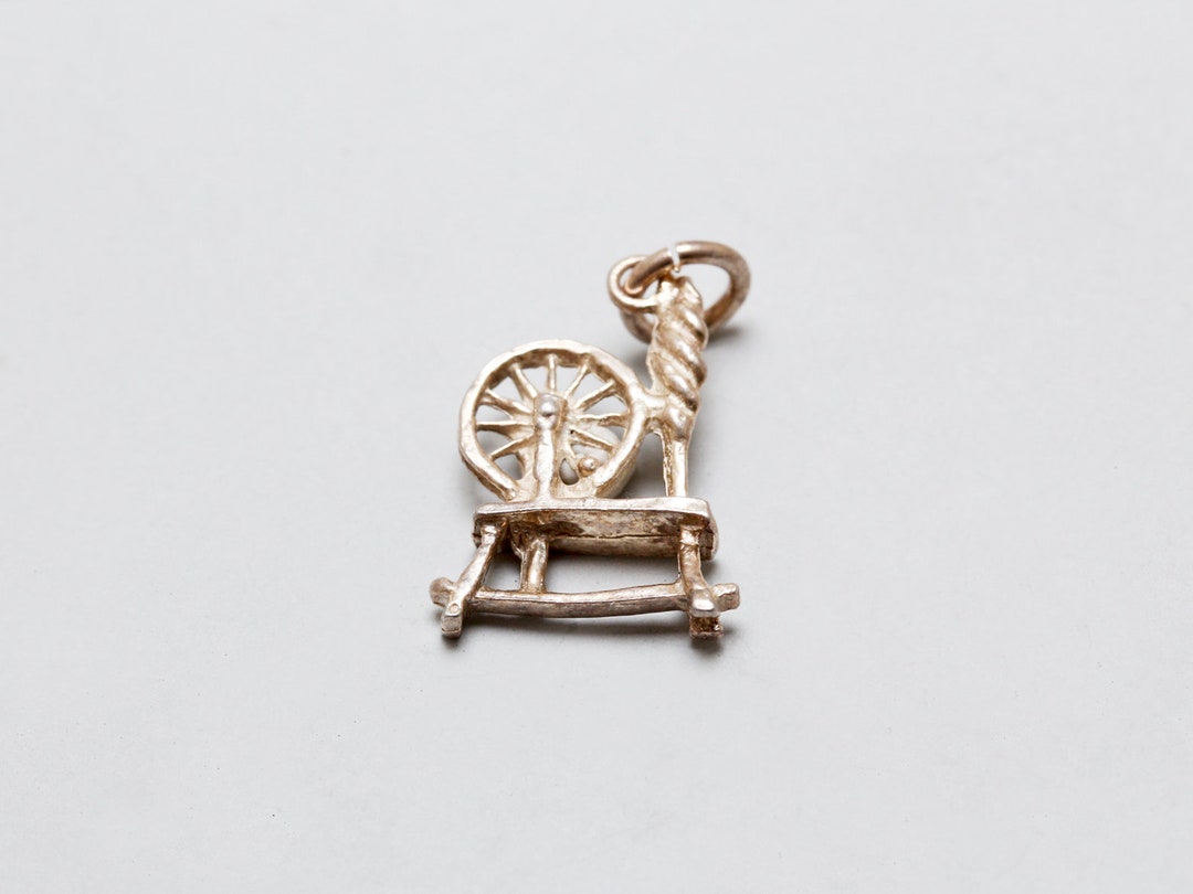 Silver Spinning Wheel Charm - Etsy