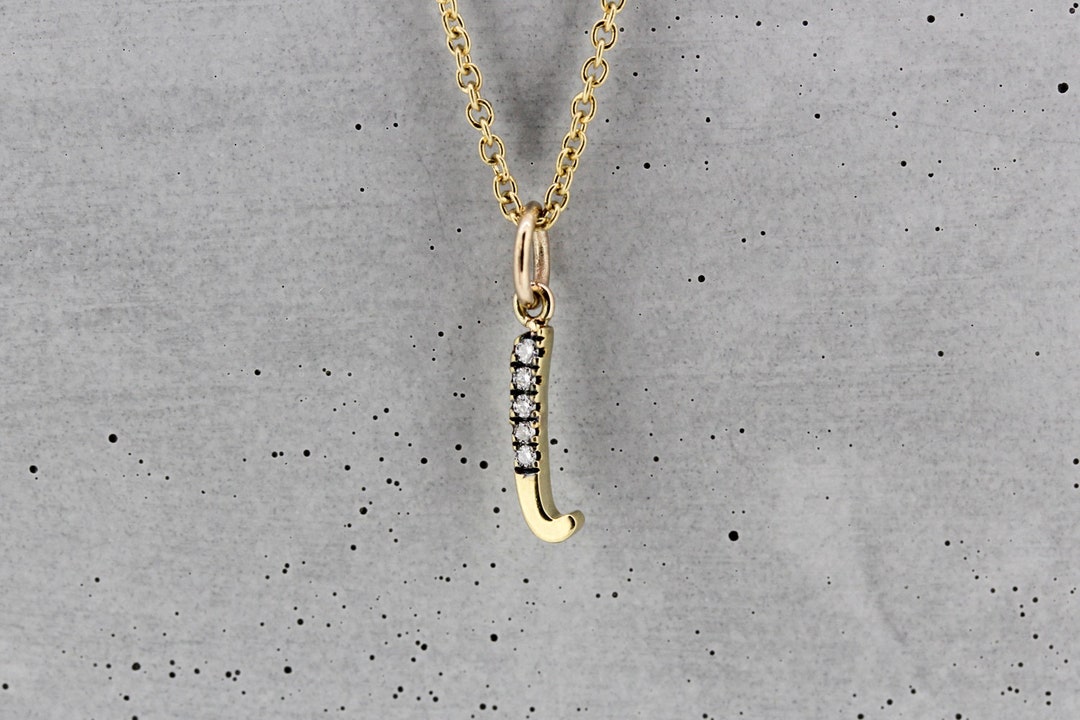 9ct Gold and Diamond Lower Case Letter L (L) a 16" - 18" Adjustable 9ct ...