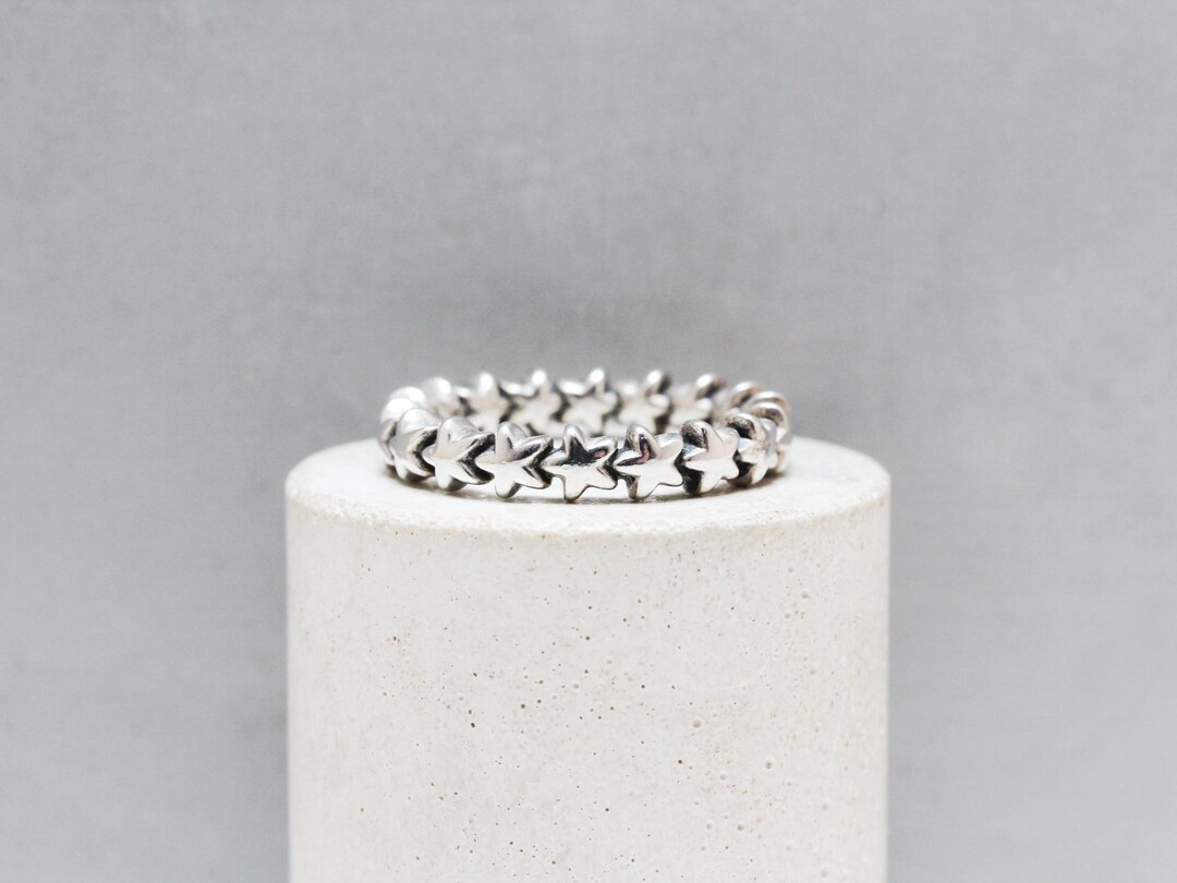 Pandora Silver Star, Full Band Ring, Finger Size H - Etsy