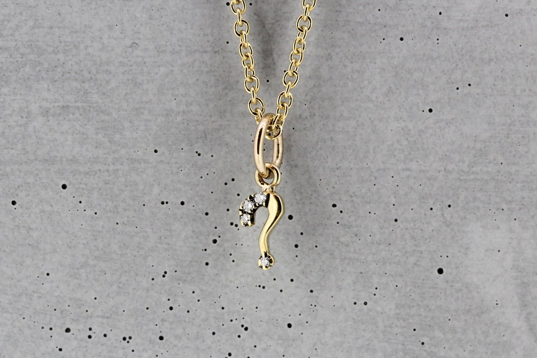 9ct Gold and Diamond Question Mark on a 16 18 Adjustable 9ct Gold Chain ...