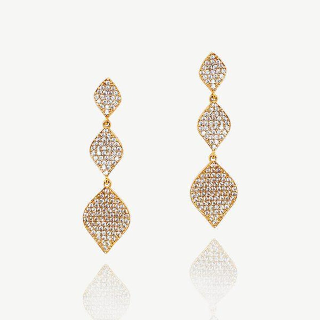 Bridal Collection by Ivory & Co - Rochelle Gold Crystal Pave Earrings ...