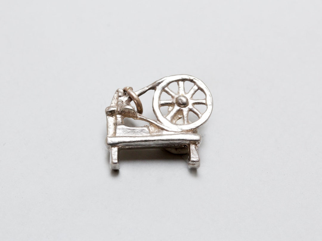 Silver Spinning Wheel Charm - Etsy
