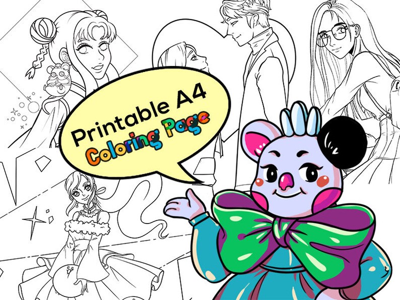 Printable A4 Coloring Page Printable Premium Cute Digital - Etsy