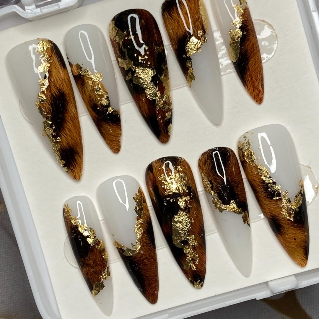 Realistic Cheetah Fur Animal Print Press on Nails Salon Quality Hand ...