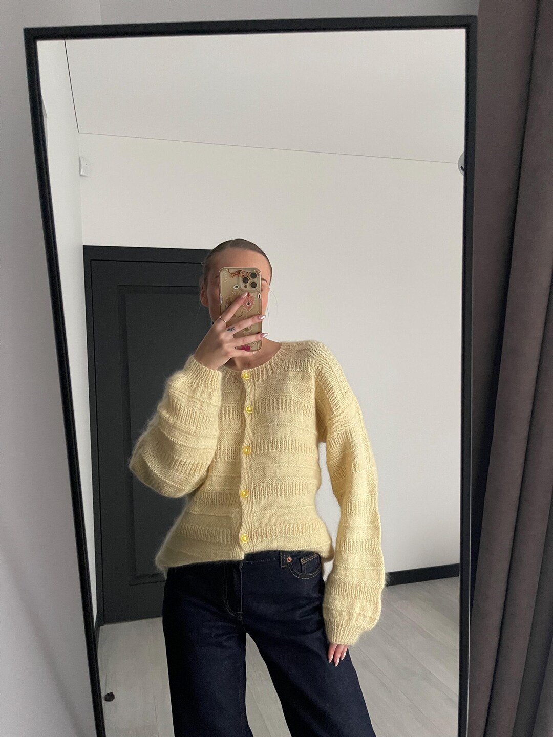 Limoncello - One-of-a-kind Hand-knit Cardigan (baby Merino Wool + Silk ...