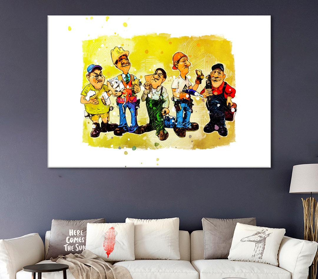 Construction Workers Canvas, Construction Print, Handyman Gift,working ...