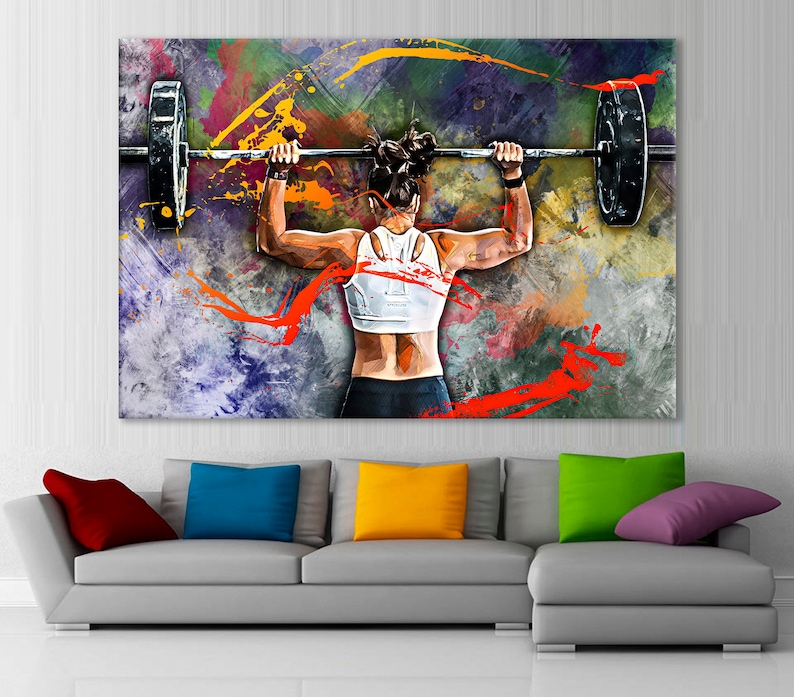 Girl Weightlifter Canvas Print, Motivation Poster, Gym Wall Art ...