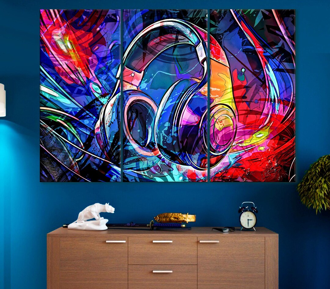 Abstract Headphone Canvas Print: Gamer Room Wall Art - Etsy