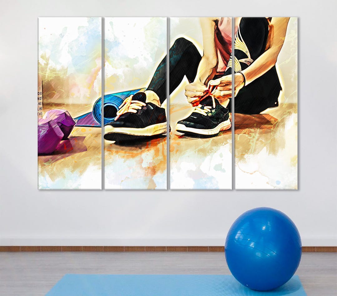 Fitness Girl Wall Art, Motivation Canvas, Sport Room Decor, Gym Wall ...
