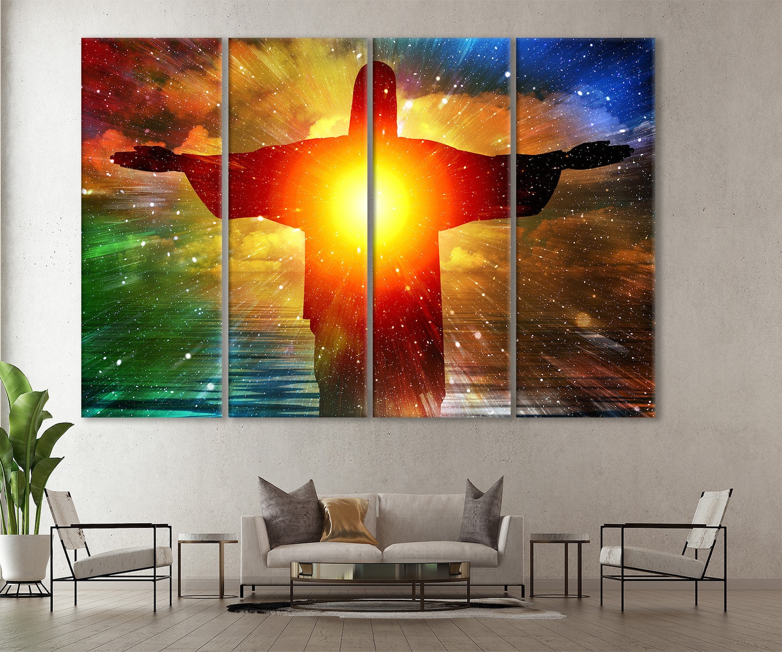 Jesus Abstract Art Christ the Redeemer Statue Canvas Jesus | Etsy