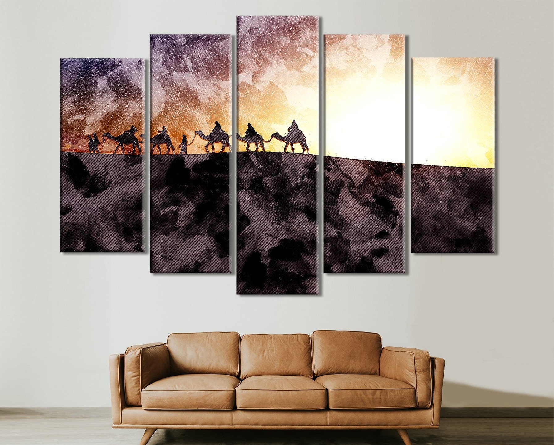 Caravan Wall Art Caravan Canvas Print Desert Art Painting | Etsy