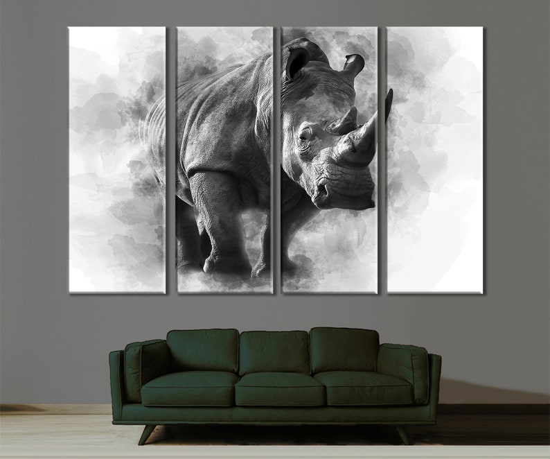 Rhinoceros Canvas Art Rhino Wall Decor Rhino Print Rhino - Etsy New Zealand