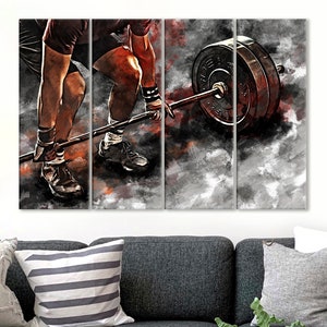Powerlifting Artwork, Weightlifter Print, Deadlift Canvas, Sport Canvas ...