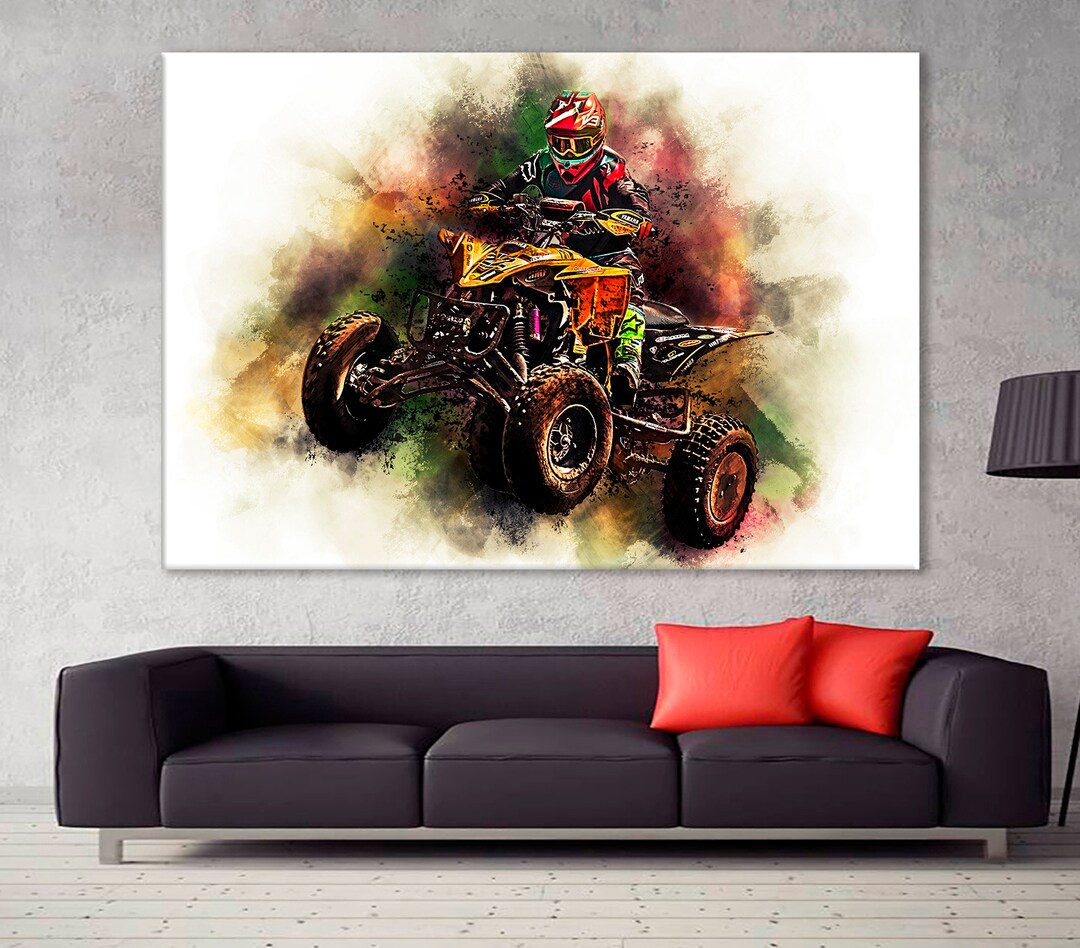 ATV Quad Bike Print, Quad Bike Race Canvas, ATV Quad Motorcycle Poster ...