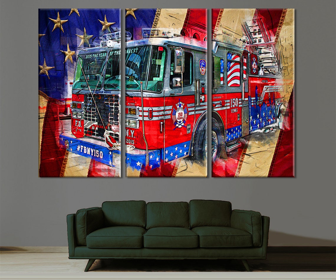 Fire Truck Canvas Print Fire Truck Wall Art Fire Truck - Etsy