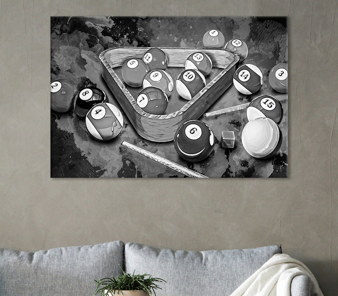 Pool Table Canvas, Pool Room Decor, Billiards Player Gift, Pool Table ...