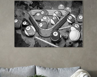 Billiards Photo Art Print, Pool Table Wall Art, Game Room Wall Decor ...
