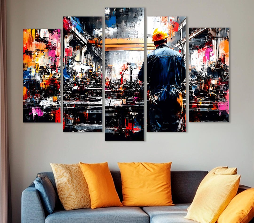 Abstract Factory Worker Art Print | Industrial Engineer Poster ...