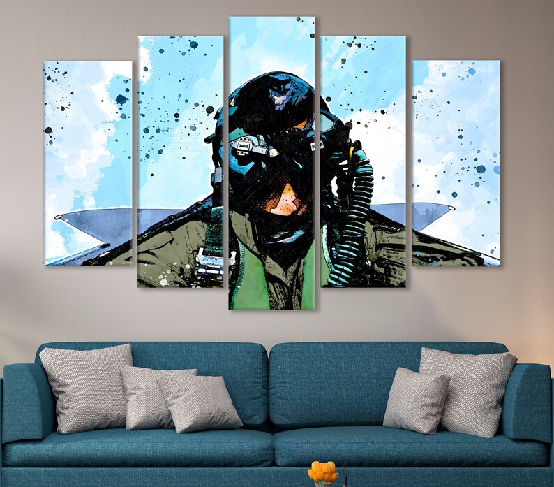 Pilot Canvas Fighter Jet Wall Decor Plane Print Air Force - Etsy