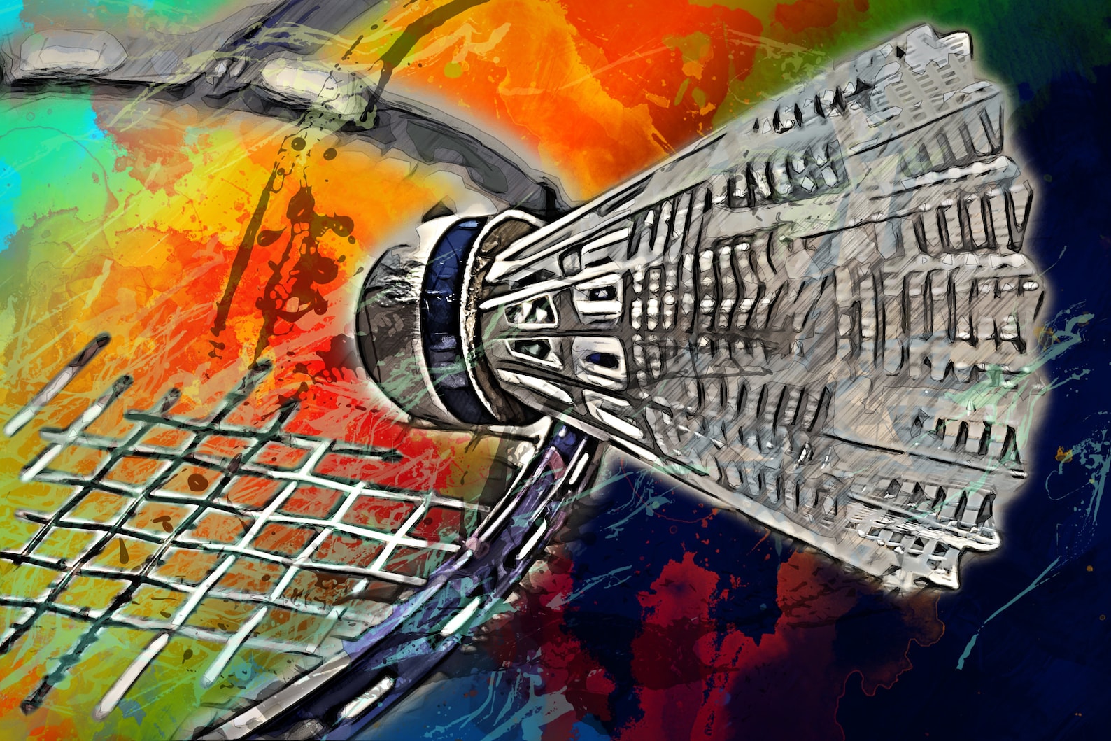 Badminton Canvas Badminton Wall Art Badminton Racket Print | Etsy