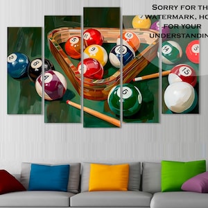 Pool Table Canvas, Billiards Player Gift, Pool Room Decor, Game Room ...
