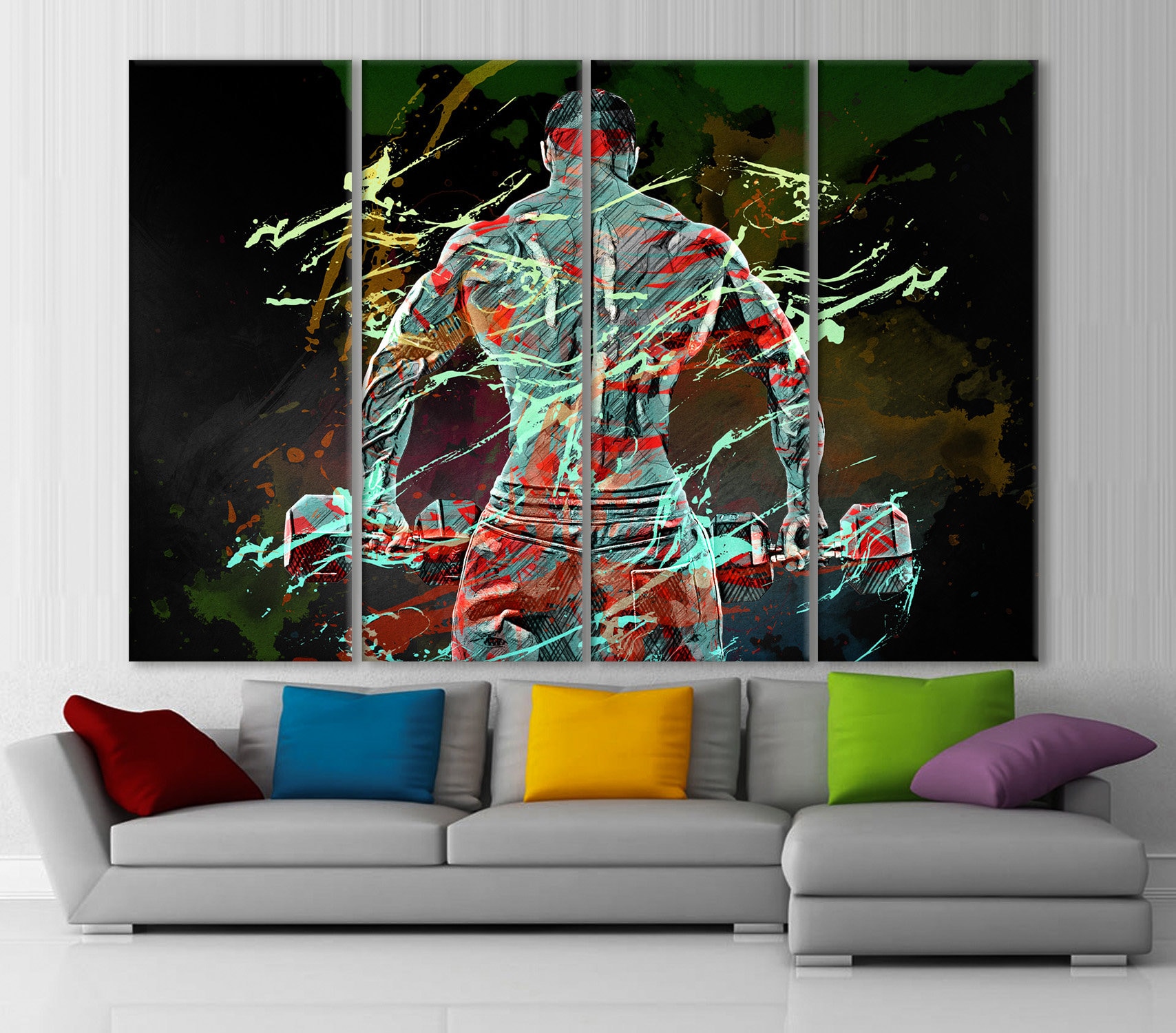 Bodybuilder Print Motivation Canvas Sport Canvas Print Gym - Etsy