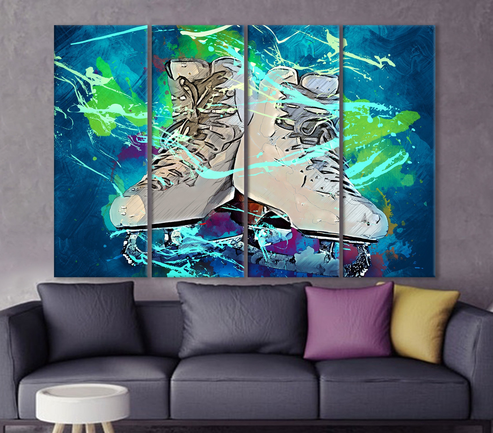 Figure Skating Canvas Skates Print Ice Skate Wall Art Ice - Etsy