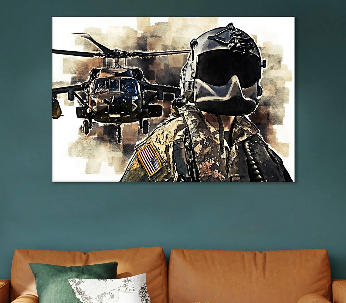 Sikorsky UH-60 Black Hawk Canvas Helicopter Decor UH-60 - Etsy