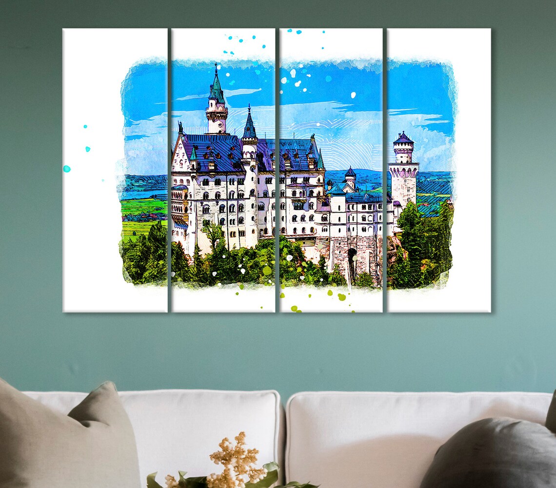 Castle Wall Print Neuschwanstein Castle Canvas High Quality - Etsy