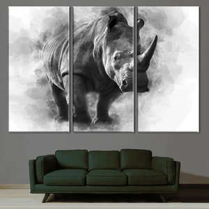 Rhinoceros Canvas Art, Rhino Wall Decor, Rhino Print, Rhino Poster ...