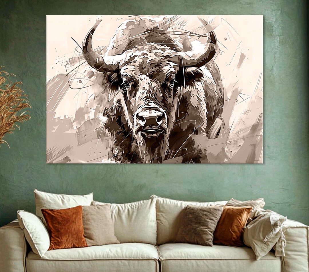 Bison Wall Print | Abstract Bison Art for Home & Office Decor ...