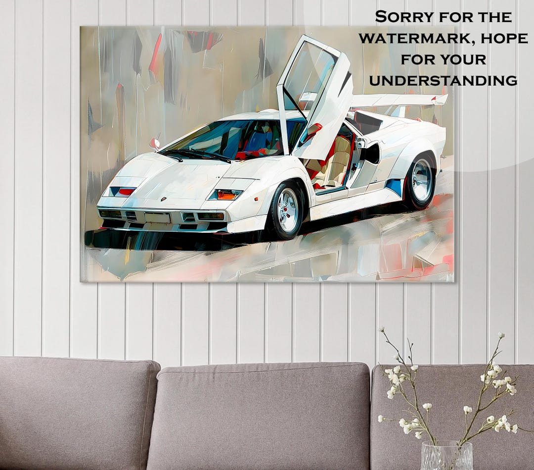 White Lamborghini Canvas Print: Supercar Wall Art on Wood Frame - Etsy