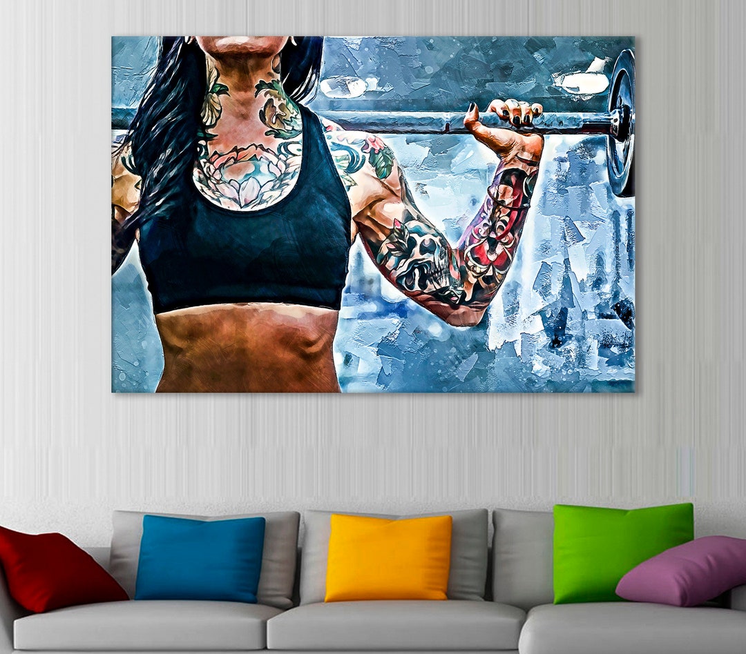 Barbell Girl Artwork, Motivation Poster,workout Decor,gym Wall Art ...